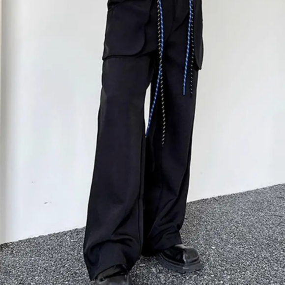 Incerun | Pants | Wide Leg Long Draw String Pants Black Satin Silk ...